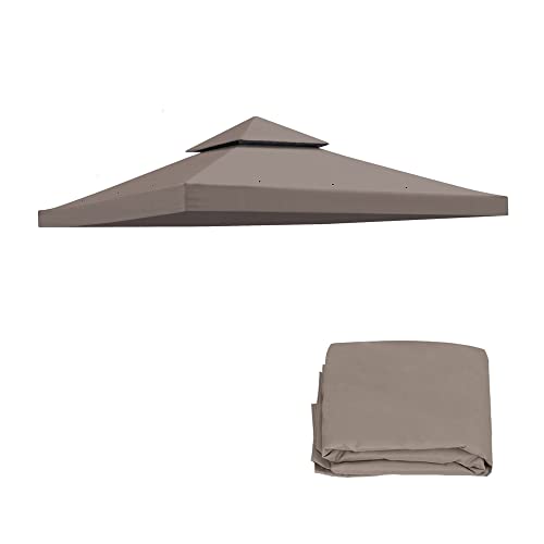 TGEHAP 10'x 10' Replacement Canopy Top Cover for Dual Tier Gazebo Outdoor Tent, Cover Only (Taupe)