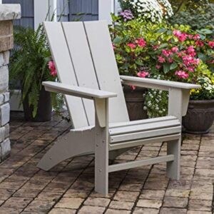 POLYWOOD Modern Curveback Adirondack Chair 5-Piece Conversation Set with Fire Pit Table