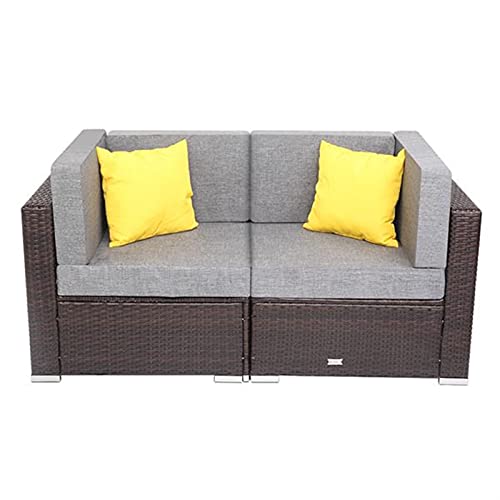 SAWQF 2 Pieces Patio PE Wicker Rattan Corner Sofa Set Patio Furniture Set for Garden and Outdoors