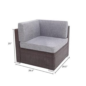 SAWQF 2 Pieces Patio PE Wicker Rattan Corner Sofa Set Patio Furniture Set for Garden and Outdoors