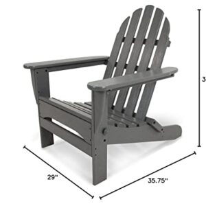 POLYWOOD AD5030GY Classic Folding Adirondack, Slate Grey