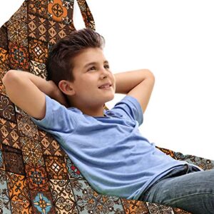 lunarable talavera lounger chair bag, hispanic tile motifs vintage design mosaic ornamental swirls image, high capacity storage with handle container, lounger size, multicolor