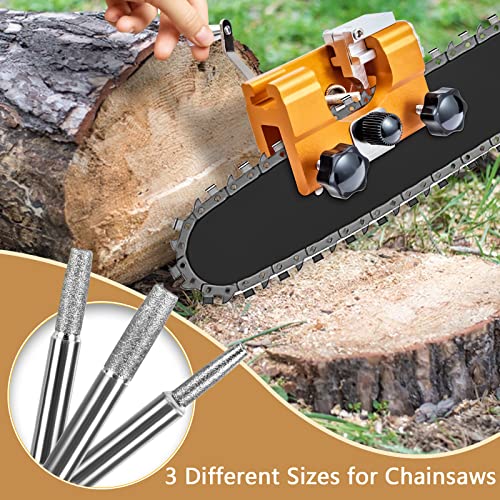 Chainsaw Sharpening Stone, Chainsaw Grinding Stone, 12PCS High Hardness Diamond Chainsaw Sharpener - Burr Stone File in 3 Size Diamond Sharpening Wheels Chainsaw File for Chain Saw(4mm, 4.8mm, 5.5mm)