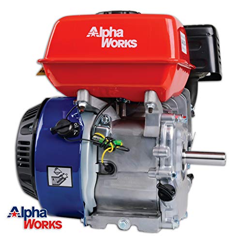 AlphaWorks Gas Engine 7HP Motor Horizontal 4 Stroke OHV Recoil Start 3600RPM 8.85Ft-Lbs/12Nm Torque 3/4"x2.43” Shaft 3/16" Keyway 5/16”-24 UNF End Tapped Go Kart Log Splitter EPA/CARB Certified