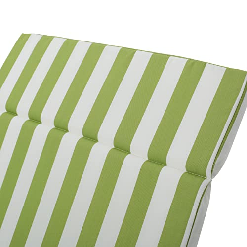 Christopher Knight Home Salem Outdoor Water Resistant Chaise Lounge Cushions, 2-Pcs Set, Green And White Stripe