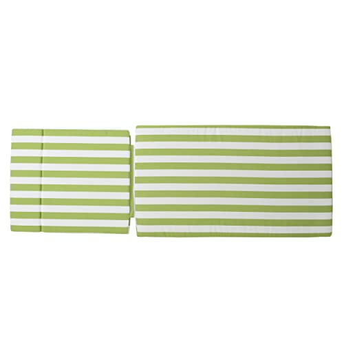 Christopher Knight Home Salem Outdoor Water Resistant Chaise Lounge Cushions, 2-Pcs Set, Green And White Stripe