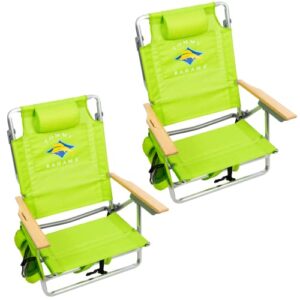 tommy bahama beach 5 position backpack chair (2 pack), green