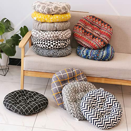 vctops Bohemian Soft Round Chair Pad Garden Patio Home Kitchen Office Seat Cushion GreyWhite Diameter 18"