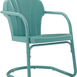 Crosley Furniture CO1029-BL Tulip Retro Outdoor Metal 2-Piece Armchair Set, Pastel Blue Satin