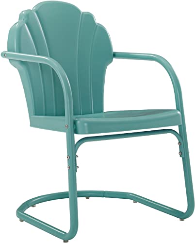 Crosley Furniture CO1029-BL Tulip Retro Outdoor Metal 2-Piece Armchair Set, Pastel Blue Satin