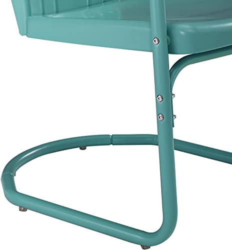 Crosley Furniture CO1029-BL Tulip Retro Outdoor Metal 2-Piece Armchair Set, Pastel Blue Satin