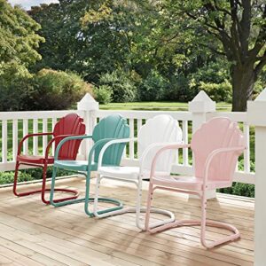 Crosley Furniture CO1029-BL Tulip Retro Outdoor Metal 2-Piece Armchair Set, Pastel Blue Satin