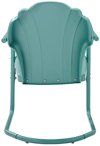 Crosley Furniture CO1029-BL Tulip Retro Outdoor Metal 2-Piece Armchair Set, Pastel Blue Satin