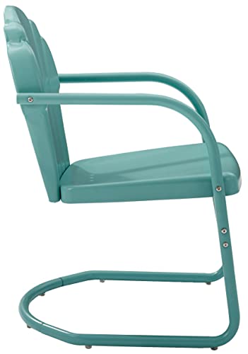 Crosley Furniture CO1029-BL Tulip Retro Outdoor Metal 2-Piece Armchair Set, Pastel Blue Satin