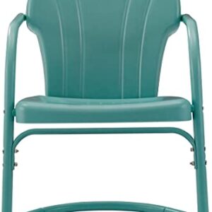 Crosley Furniture CO1029-BL Tulip Retro Outdoor Metal 2-Piece Armchair Set, Pastel Blue Satin