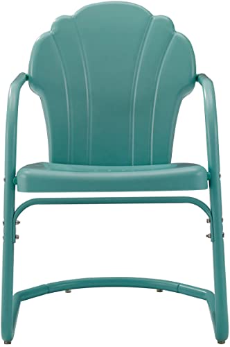 Crosley Furniture CO1029-BL Tulip Retro Outdoor Metal 2-Piece Armchair Set, Pastel Blue Satin