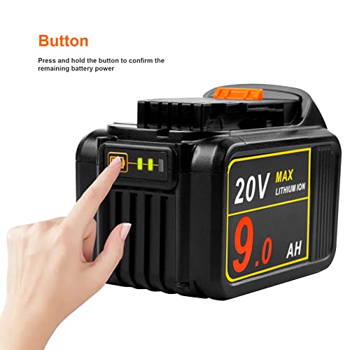 20-Volt Upgrade High-Output 9.0Ah Long-Lasting Battery for DEWALT 20V Max XR DCB200 DC203 DCB204 DCB205 DCB206 DCB209 DCD/DCF/DCG Series Tool Battery