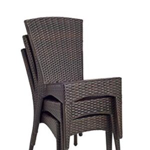 Safavieh Patio Collection New Port Wicker Stackable Outdoor Chairs, Brown, Set of 2