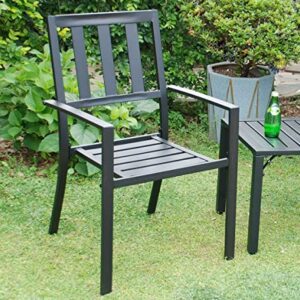 SAILARY Stackable Patio Dining Chairs, Outdoor Metal Chairs with Armrest Support 325lbs, Set of 4…