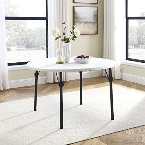 Living and More 4ft bi Round Folding Table, White