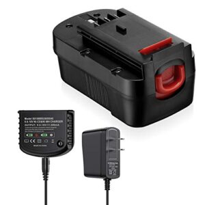 18v battery & charger 3.7ah hpb18 for black and decker 18v 244760-00 a1718 fs18fl fsb18 firestorm + 90571729-01 multi-volt output battery charger for black & decker 9.6-18v batteries