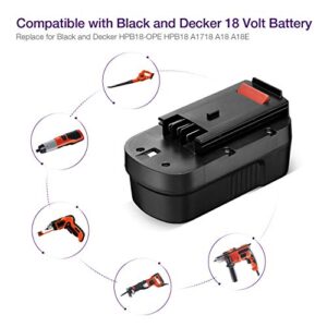 18V Battery & Charger 3.7Ah HPB18 for Black and Decker 18V 244760-00 A1718 FS18FL FSB18 Firestorm + 90571729-01 Multi-Volt Output Battery Charger for Black & Decker 9.6-18V Batteries