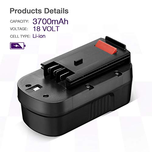 18V Battery & Charger 3.7Ah HPB18 for Black and Decker 18V 244760-00 A1718 FS18FL FSB18 Firestorm + 90571729-01 Multi-Volt Output Battery Charger for Black & Decker 9.6-18V Batteries