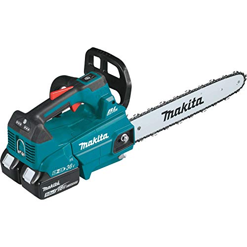 Makita XCU09PT Lithium-Ion Brushless Cordless (5.0Ah) 18V X2 (36V) LXT 16" Top Handle Chain Saw Kit, Teal