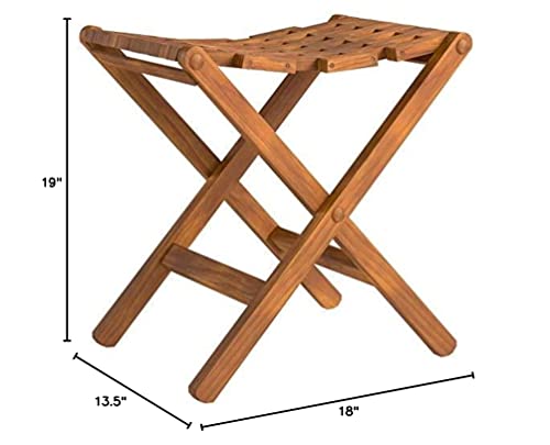 Bare Decor Mosaic Folding Stool in Solid Teak Wood, Brown