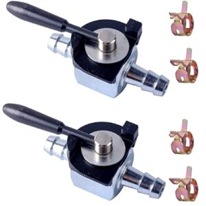 fuel shut off valve 1/4 inch line (pack of 2) compatible with 180 degree oregon 07-403 07403 scag 48568 sunbelt b1sb868 heavy-duty inline cut petcock diesel petrol gas shut off valve