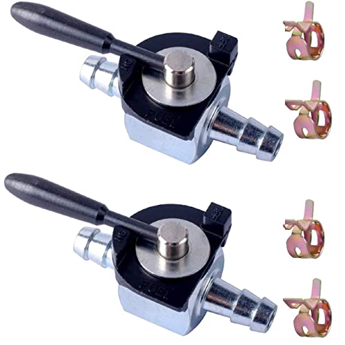 Fuel Shut Off Valve 1/4 Inch Line (Pack of 2) Compatible with 180 Degree Oregon 07-403 07403 Scag 48568 Sunbelt B1SB868 Heavy-Duty Inline Cut Petcock Diesel Petrol Gas Shut Off Valve