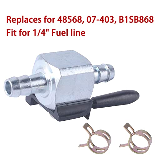 Fuel Shut Off Valve 1/4 Inch Line (Pack of 2) Compatible with 180 Degree Oregon 07-403 07403 Scag 48568 Sunbelt B1SB868 Heavy-Duty Inline Cut Petcock Diesel Petrol Gas Shut Off Valve