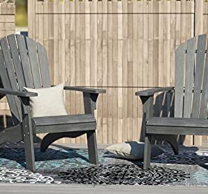 PolyTEAK Extra Large Adirondack Chair, Premium Weather Resistant Poly Lumber, Outdoor Patio Furniture, Up to 350 lbs, Wide Seat Outside Chairs for Porches, Decks, and Pool Side, King Collection, Grey