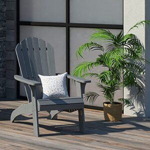 PolyTEAK Extra Large Adirondack Chair, Premium Weather Resistant Poly Lumber, Outdoor Patio Furniture, Up to 350 lbs, Wide Seat Outside Chairs for Porches, Decks, and Pool Side, King Collection, Grey