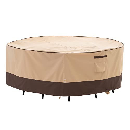 F&J Outdoors Waterproof Patio Furniture Covers Outdoor Eco-Friendly Fabric UV Resistant Fade Resistant Cover for Medium Circle Table with Chairs Set, 84" Diameter