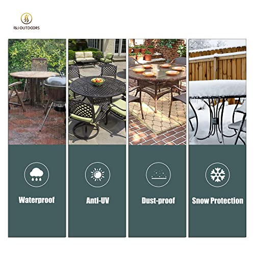 F&J Outdoors Waterproof Patio Furniture Covers Outdoor Eco-Friendly Fabric UV Resistant Fade Resistant Cover for Medium Circle Table with Chairs Set, 84" Diameter