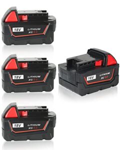 coomyxin 4pack 6000mah replacement for milwaukee m-18 battery with 6 protection function,compatible with milwaukee m-18 battery charger and tools