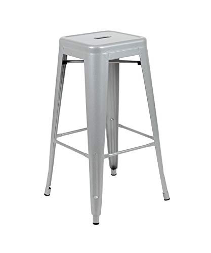 Flash Furniture Lily 30" High Metal Indoor Bar Stool in Silver - Stackable Set of 4