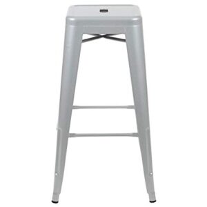 Flash Furniture Lily 30" High Metal Indoor Bar Stool in Silver - Stackable Set of 4