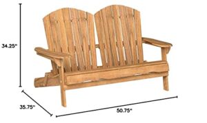 Christopher Knight Home Malibu Outdoor Acacia Wood Adirondack Loveseat, Natural Stained