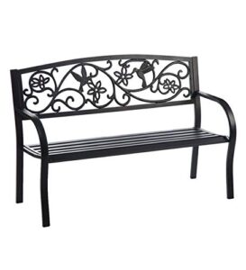 evergreen hummingbird metal garden bench black