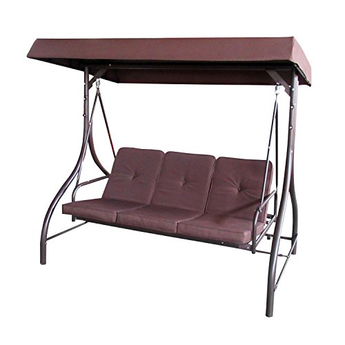 ALEKO SWC03BR Outdoor Garden Porch Swinging Couch and Daybed Swing Chair Steel Frame Patio Canopy Brown