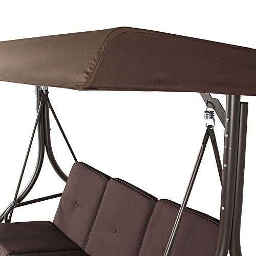 ALEKO SWC03BR Outdoor Garden Porch Swinging Couch and Daybed Swing Chair Steel Frame Patio Canopy Brown