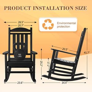 Flamaker Outdoor Rocking Chair All-Weather Patio Rocker Chairs Oversized with Widened Armrests for Lawn Patio Garden Beach Backyard Porch Fire Pit (Black)