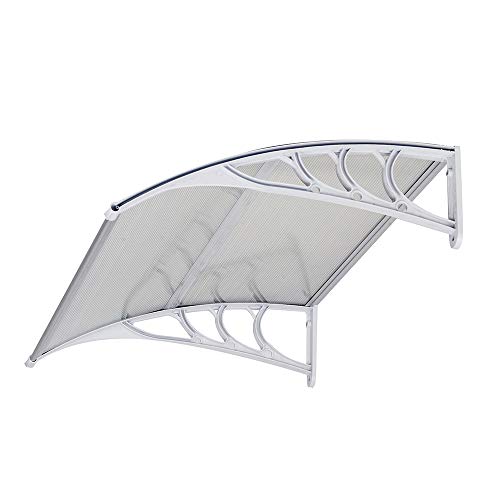 Window Awning 30" x 40", Polycarbonate Cover Front Door Outdoor Patio Awning Canopy UV Rain Snow Protection Hollow Sheet - Transparent Board & White Holder