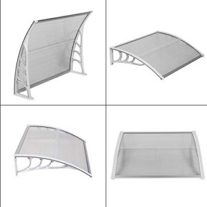 Window Awning 30" x 40", Polycarbonate Cover Front Door Outdoor Patio Awning Canopy UV Rain Snow Protection Hollow Sheet - Transparent Board & White Holder