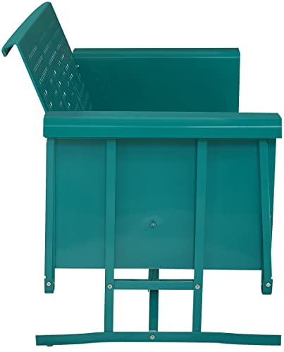 Crosley Furniture CO1023-TU Bates Retro Metal Outdoor Sofa Glider, Turquoise Gloss