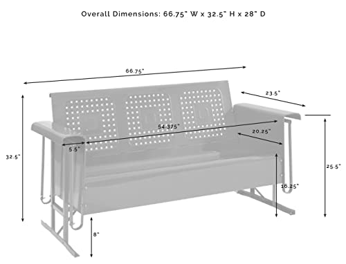 Crosley Furniture CO1023-TU Bates Retro Metal Outdoor Sofa Glider, Turquoise Gloss