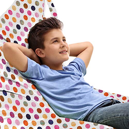 Lunarable Polka Dot Lounger Chair Bag, Traditional Pattern in Modern Design Checkered Plaid Squares Pattern Polka Dots, High Capacity Storage with Handle Container, Lounger Size, Multicolor