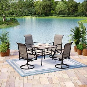 MIXPATIO Outdoor Patio Dining Table with Umbrella Hole, 4 Person Metal Square Table for Garden, Backyard and Porch